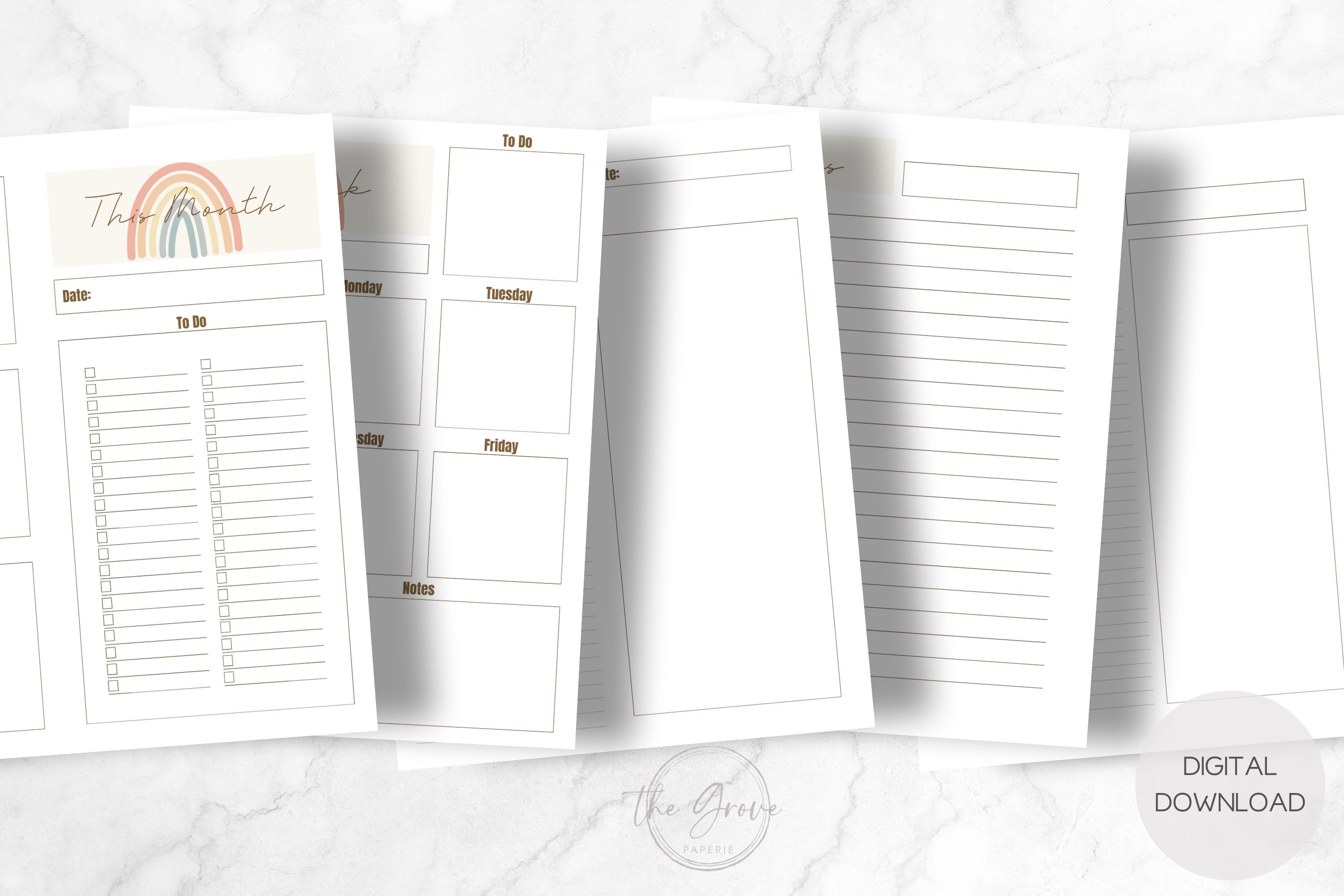 2024 Boho Rainbow Planner Printable PDF, Daily, Weekly, Month at a ...