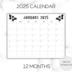 2025 Witchy Moth Monthly Calendar Printable PDF, Instant Digital ...