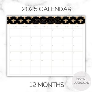 2025 Golden Bees Monthly Calendar Printable PDF, Instant Digital ...