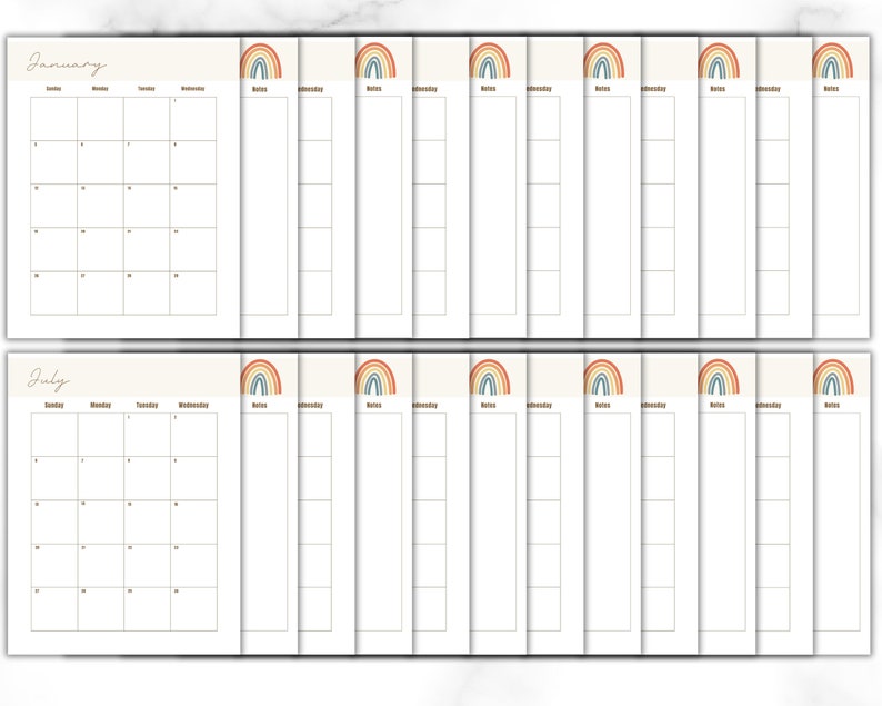 Colorful Boho 2025 Rainbow Planner Printable PDF, Calendar, Daily ...