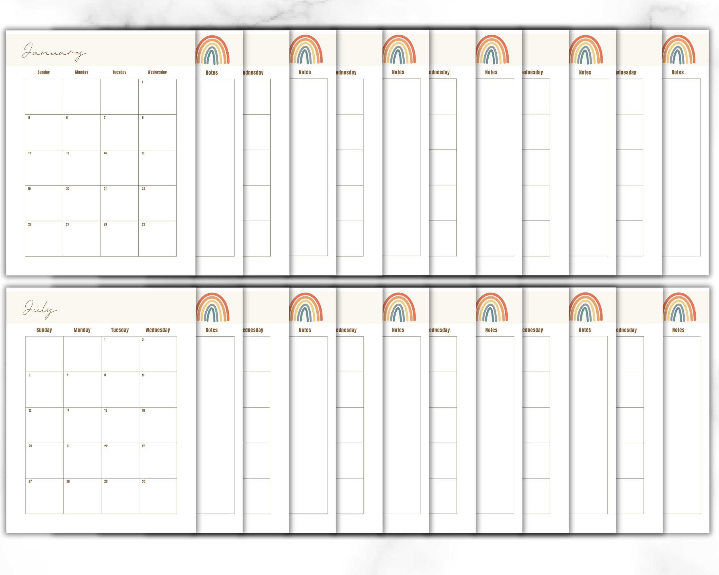 Colorful Boho 2025 Rainbow Planner Printable PDF, Calendar, Daily ...