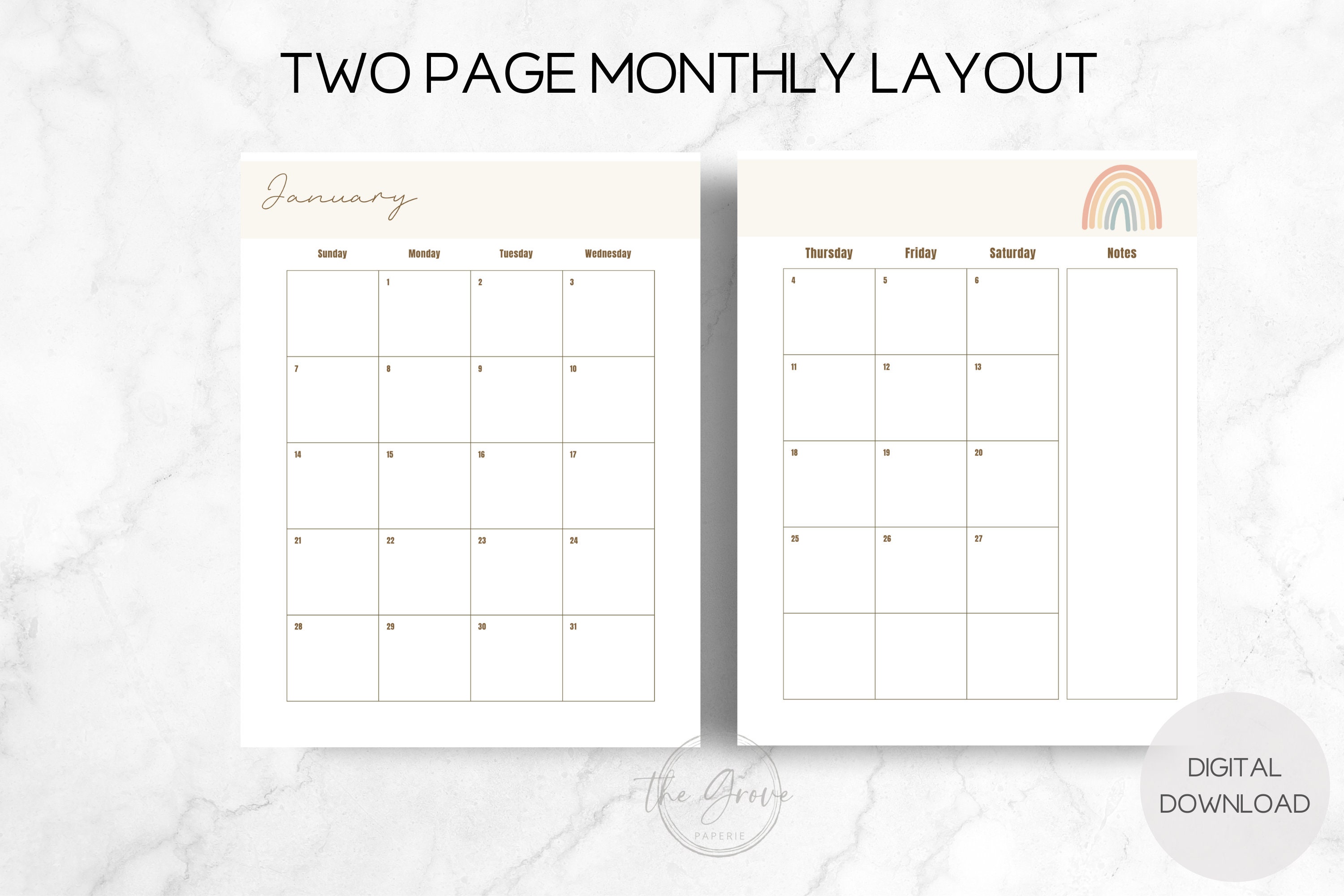 2024 Boho Rainbow Planner Printable PDF, Daily, Weekly, Month at a ...