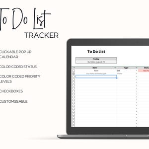 Google Sheets to Do List Checklist Tracker, Google Sheets Template ...