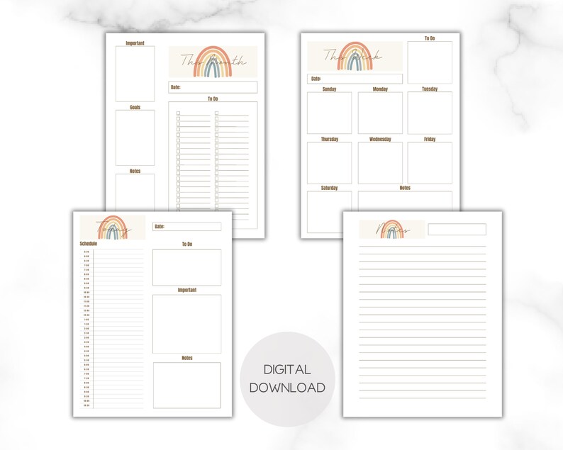 Colorful Boho 2025 Rainbow Planner Printable PDF, Calendar, Daily ...