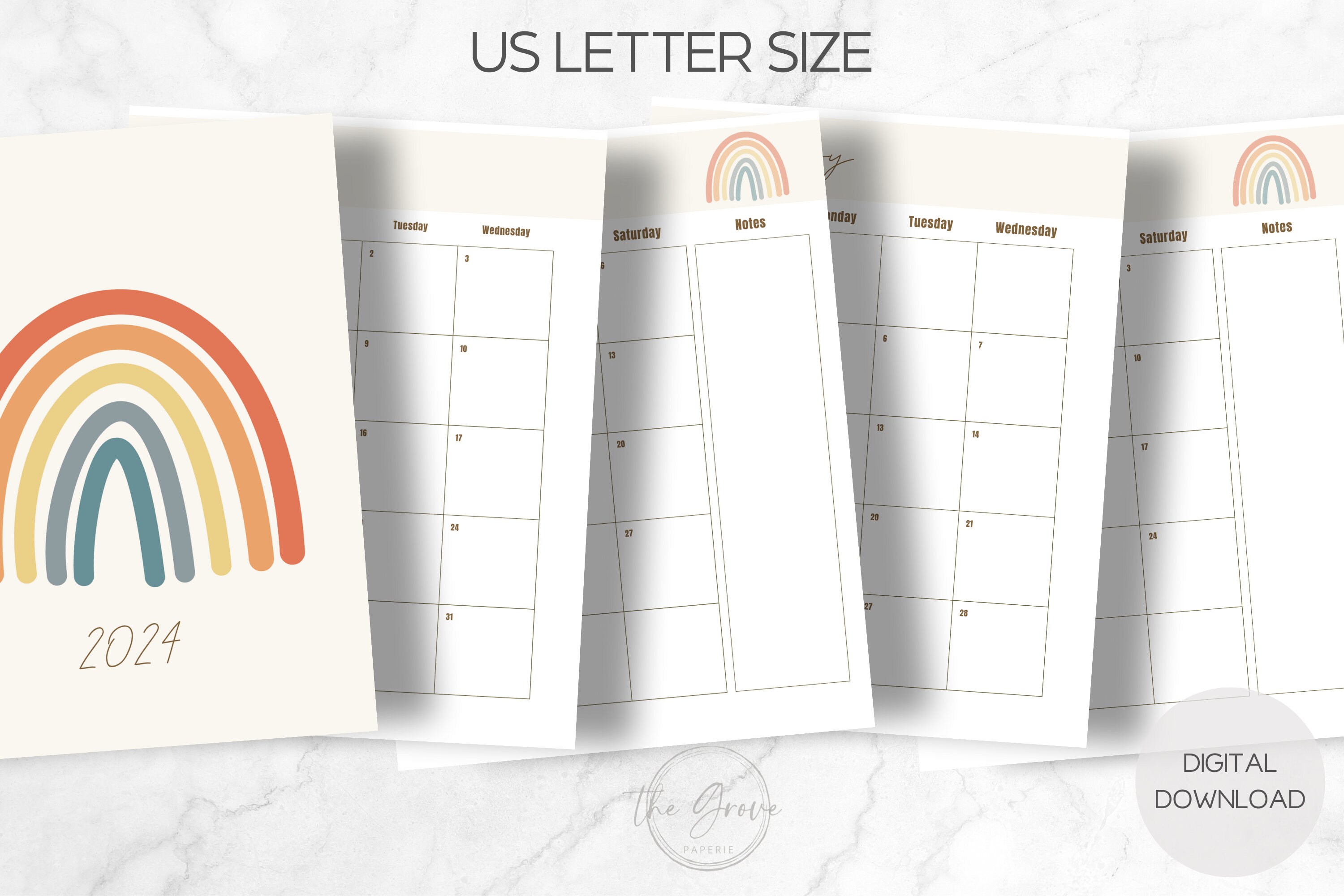 2024 Boho Rainbow Planner Printable PDF, Daily, Weekly, Month at a ...