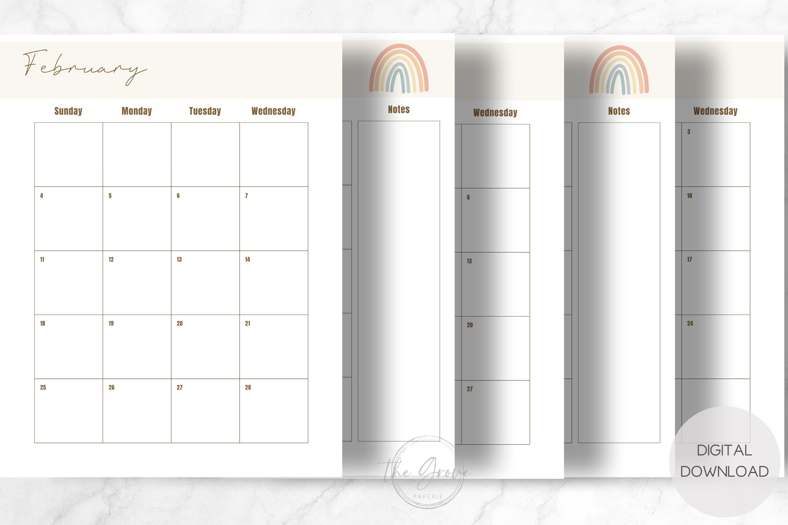 2024 Boho Rainbow Planner Printable PDF, Daily, Weekly, Month at a ...