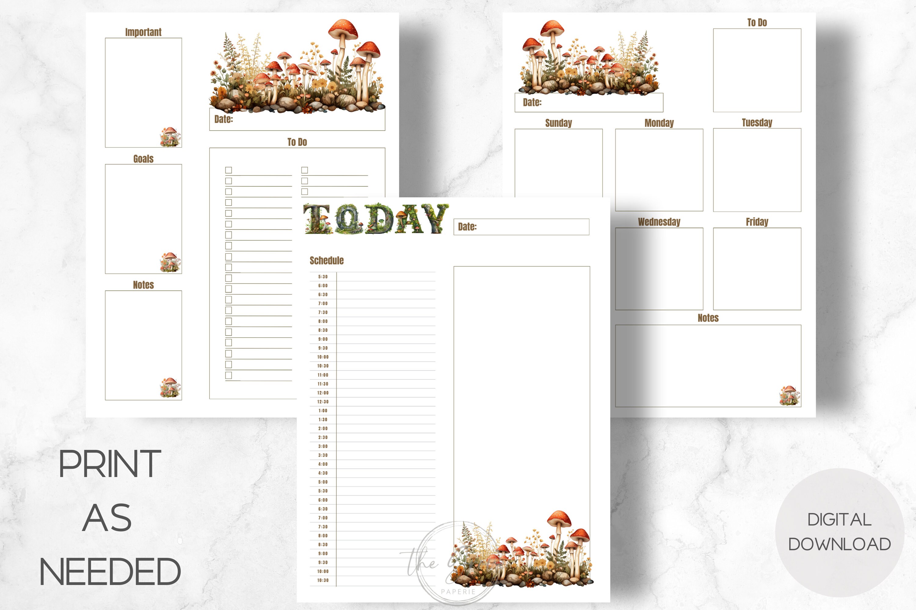 2024 Mushroom Planner Printable PDF, Daily, Weekly, Month at a Glance ...