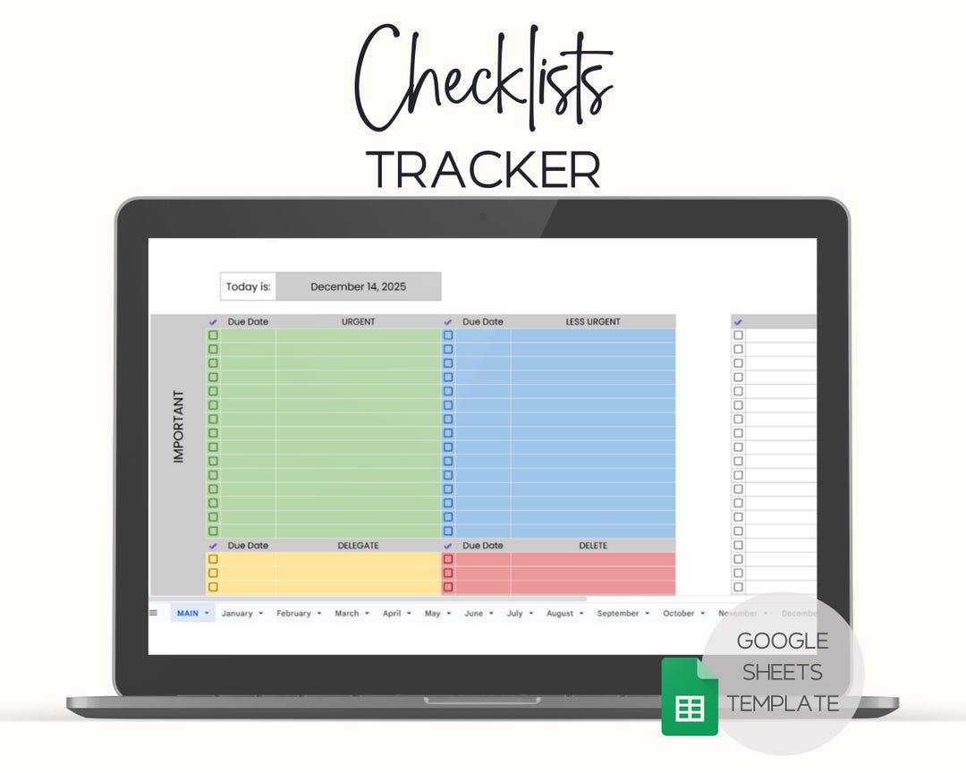 Google Sheets Checklists Tracker Template, Instant Digital Download - Etsy
