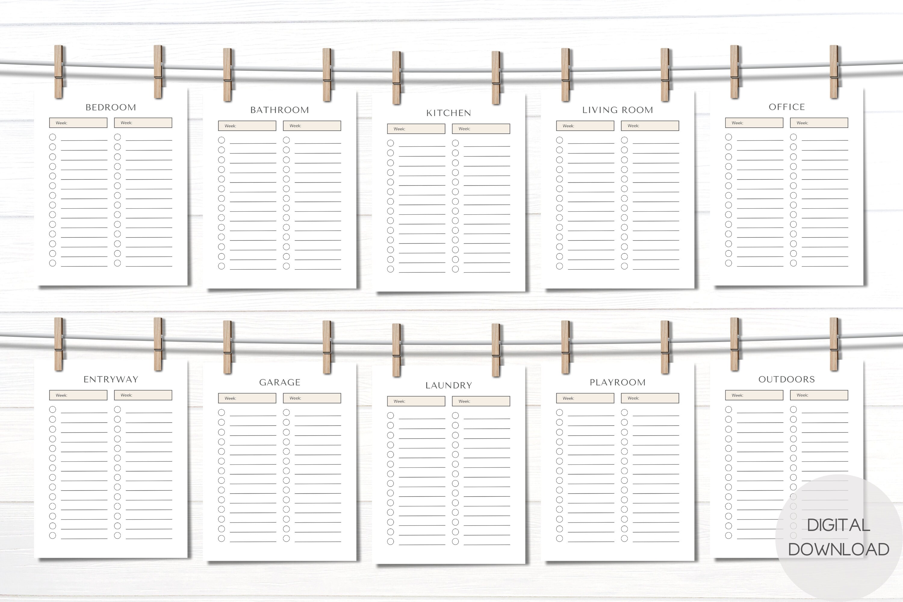 Cleaning Checklist & Schedule, BEIGE, Instant Digital Download, 8 1 ...