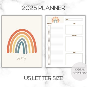 Colorful Boho 2025 Rainbow Planner Printable PDF, Calendar, Daily ...