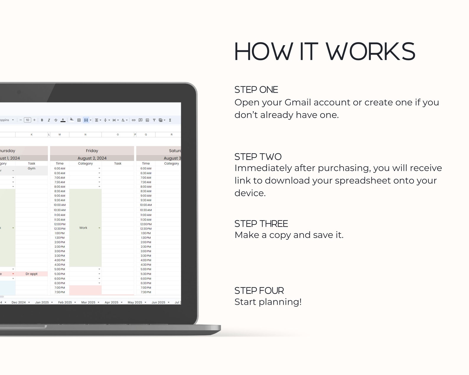 Google Sheets Spreadsheet Planner, Google Sheets Template, Digital ...