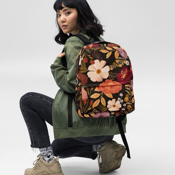 Fall Flowers Backpack Cottagecore Laptop Backpack Aesthetic College ...