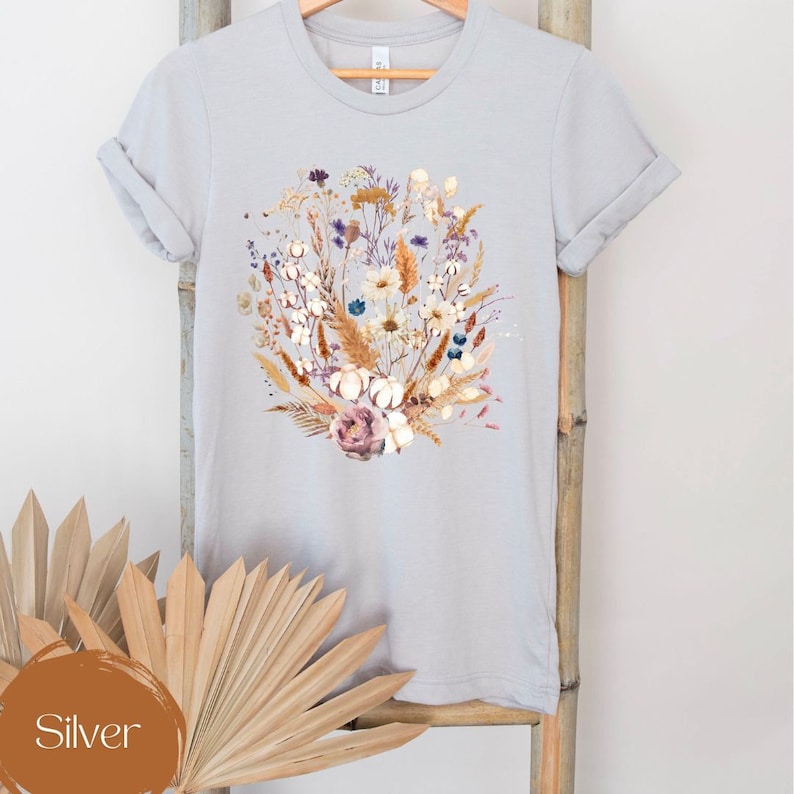 Boho Pressed Flowers Cottagecore Clothes With Dried Flowers Shirt ...
