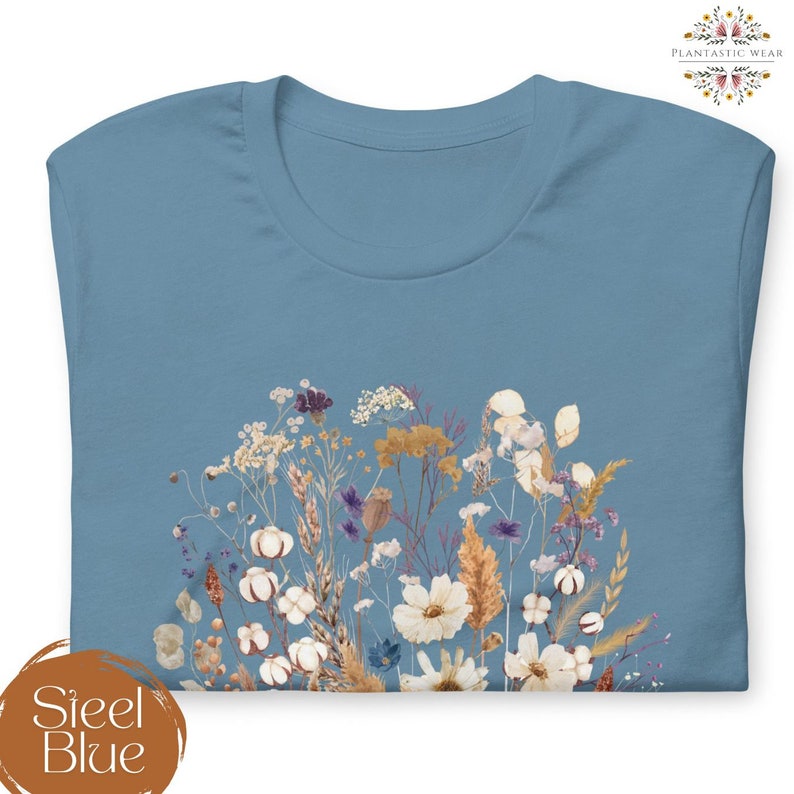 Boho Pressed Flowers Cottagecore Clothes With Dried Flowers Shirt ...