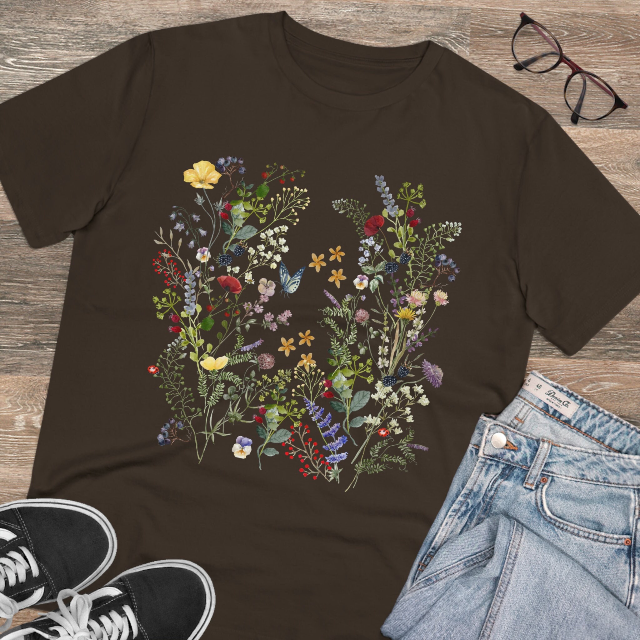 Organic Cotton Shirt Wildflowers Bio T-shirt Organic Clothes Nature ...