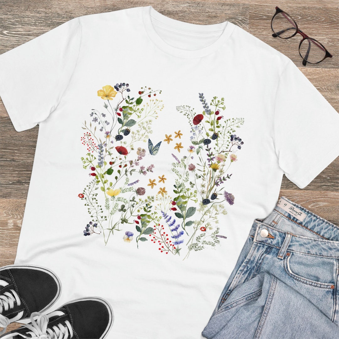 Organic Cotton Shirt Wildflowers Bio T-shirt Organic Clothes Nature ...