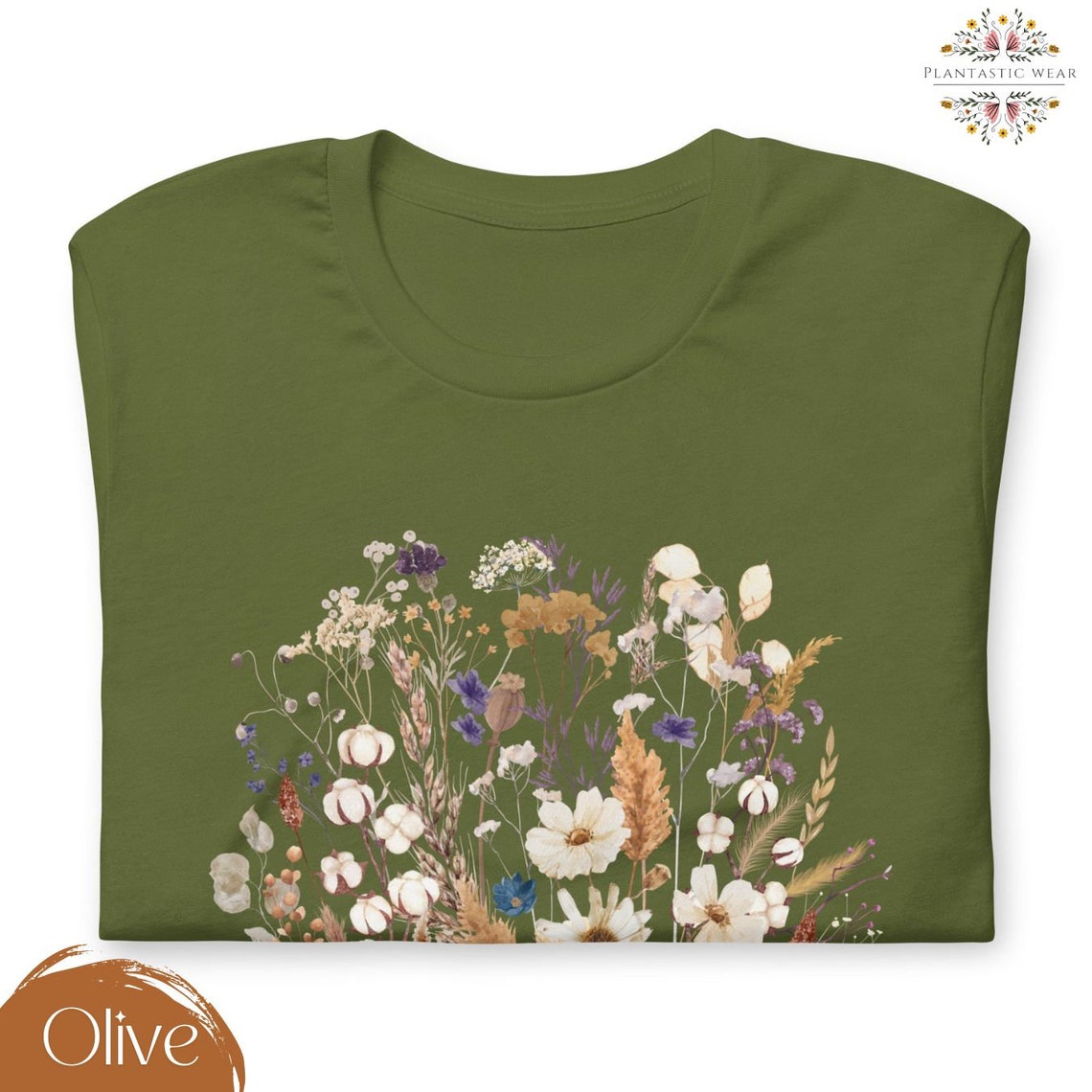 Boho Pressed Flowers Cottagecore Clothes With Dried Flowers Shirt ...