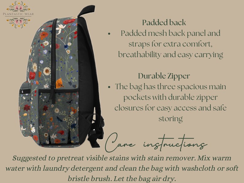 Boho Cottagecore Backpack Wildflower Backpack Garden Girl Beach ...
