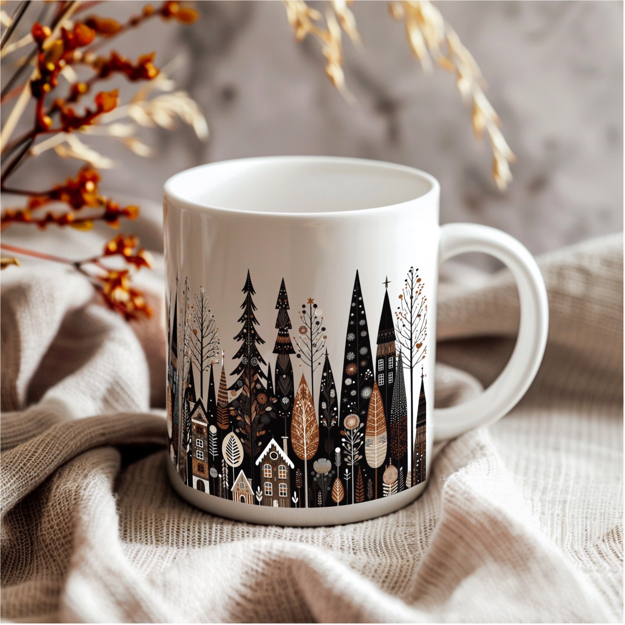 Fall Forestcore Mug Folk Art Nature Coffee Cup Nordic Folklore Mug ...