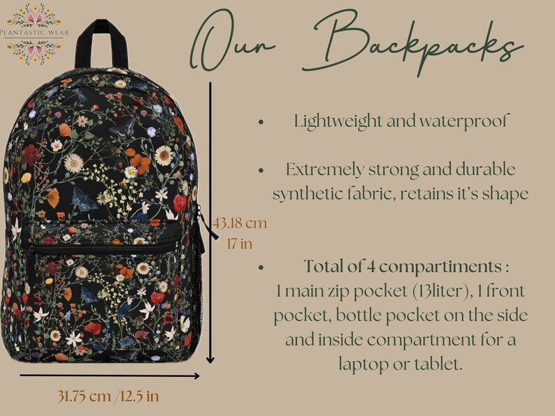 Boho Cottagecore Backpack Wildflower Backpack Garden Girl Beach ...