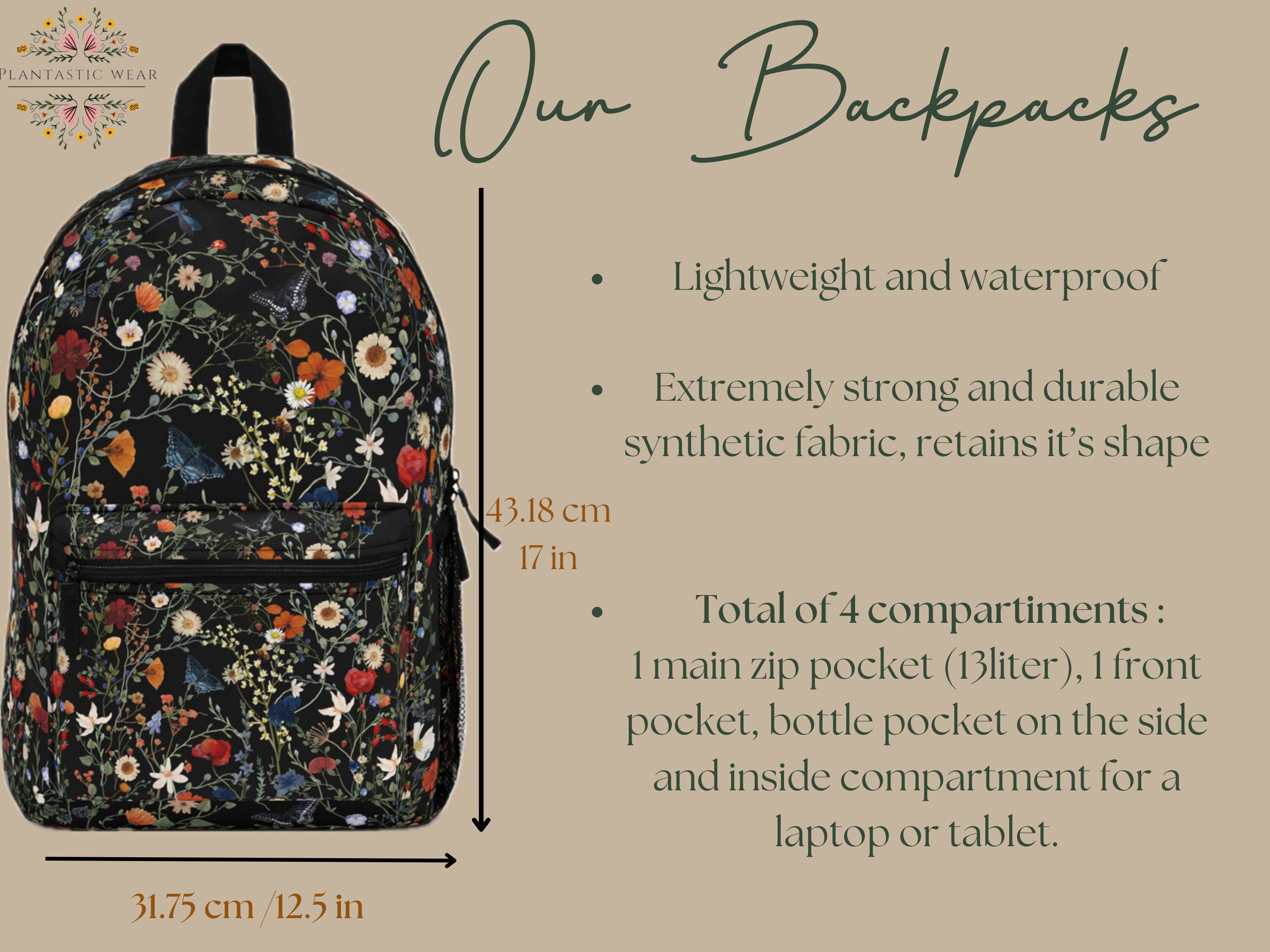Boho Cottagecore Backpack Wildflower Backpack Garden Girl Beach ...