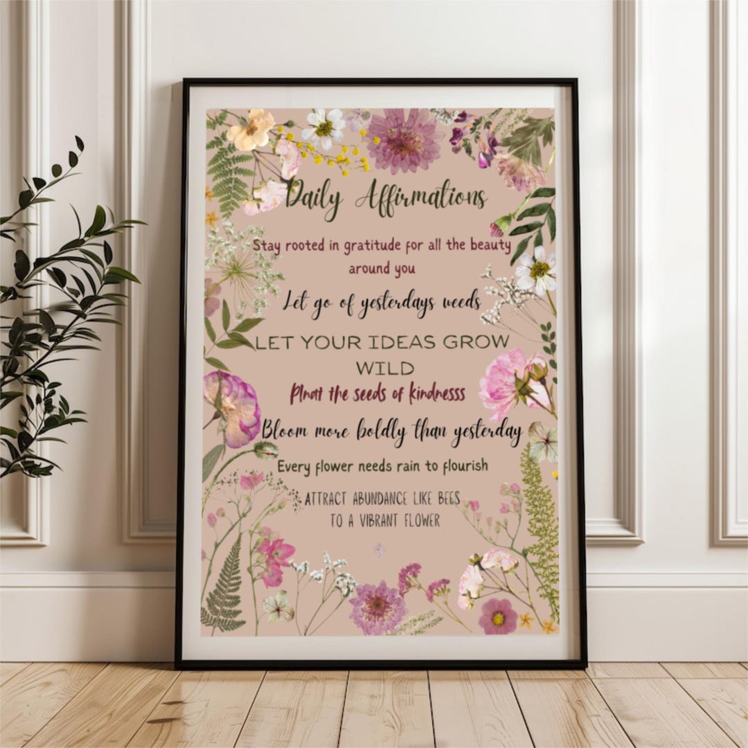 Daily Affirmations Poster, Girls Daily Reminders Wall Art, Home Office ...