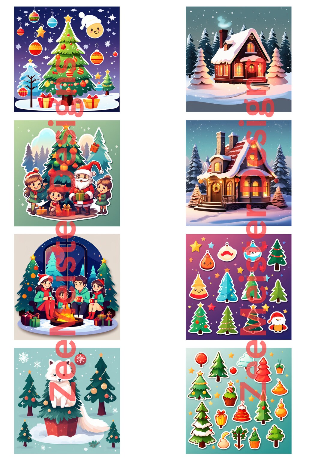 Cute Christmas Stickers, Laptop Decals, Pack of 8, Ready for Print - Etsy