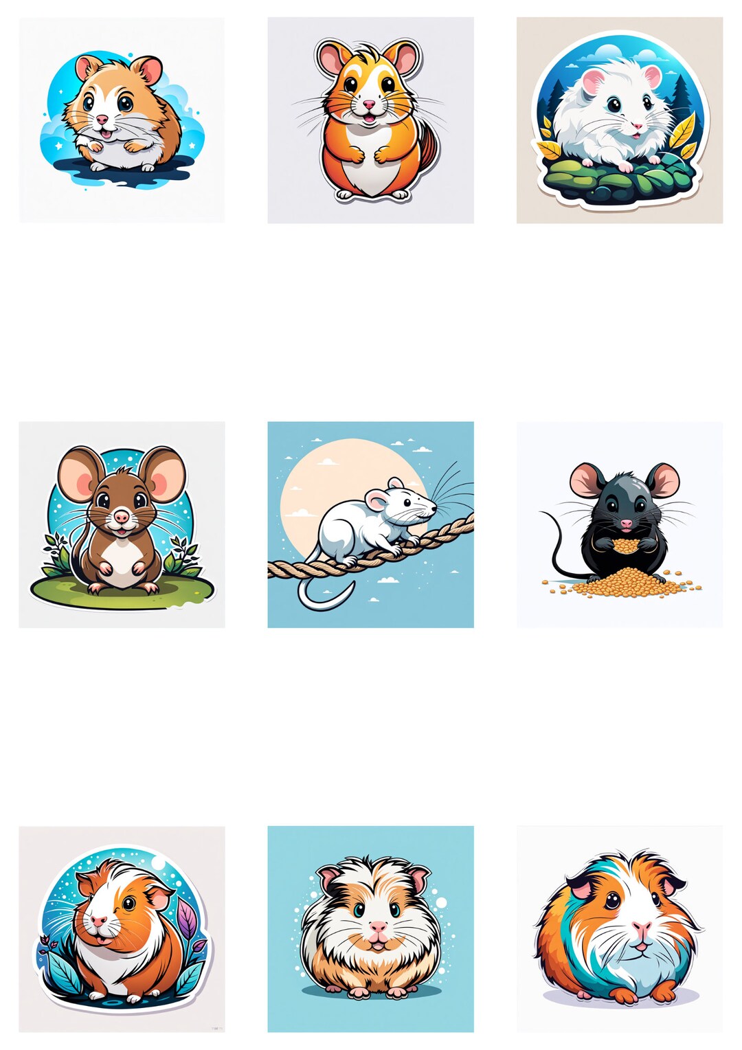 Printable Rodents Stickers, Pack of 9, Laptop Decals - Etsy