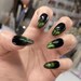 Green Tigers Eye Acrylic Nails/ Hand Drawn Scales Pattern Press on ...