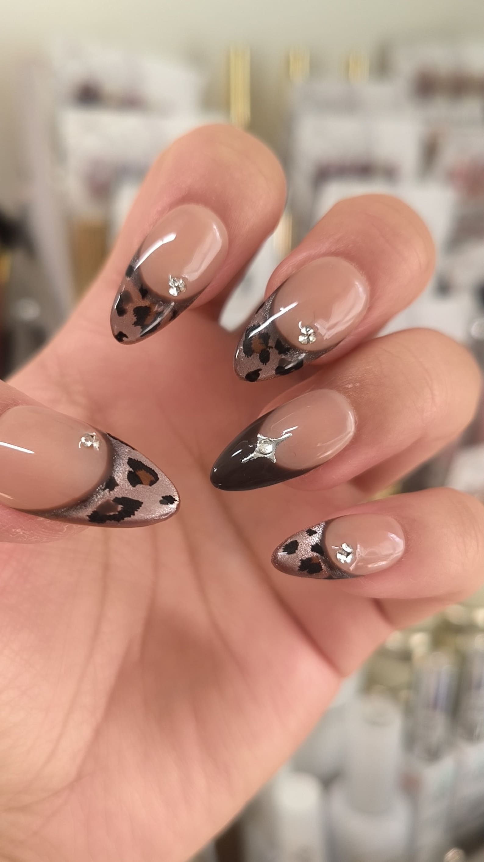 Hand Drawn French Tip Nails/tigers Eye Glossy Press on Nails/smudged ...