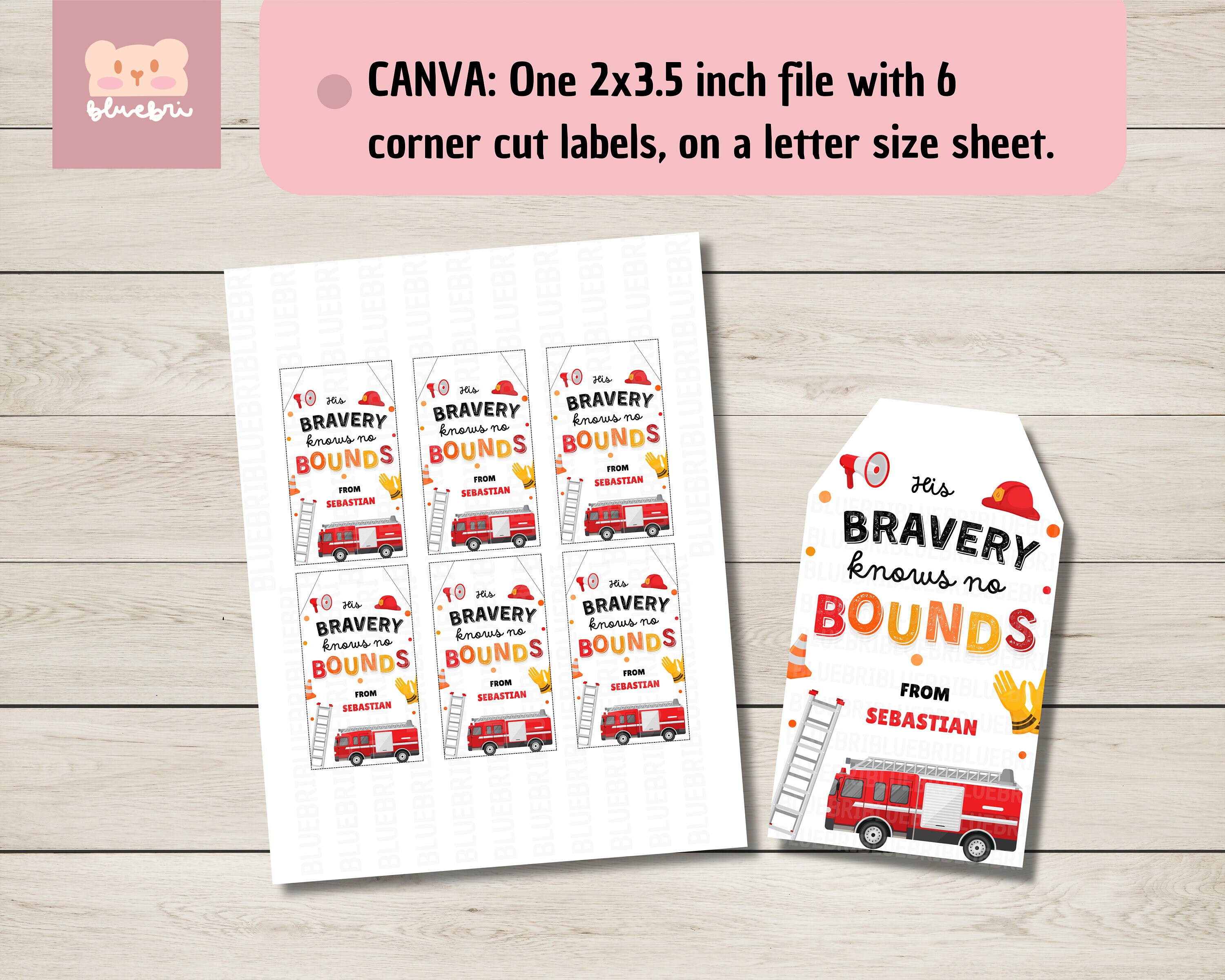 Fire Truck Favor Tags, Favor Tags, Fireman Birthday,thank You Cards ...