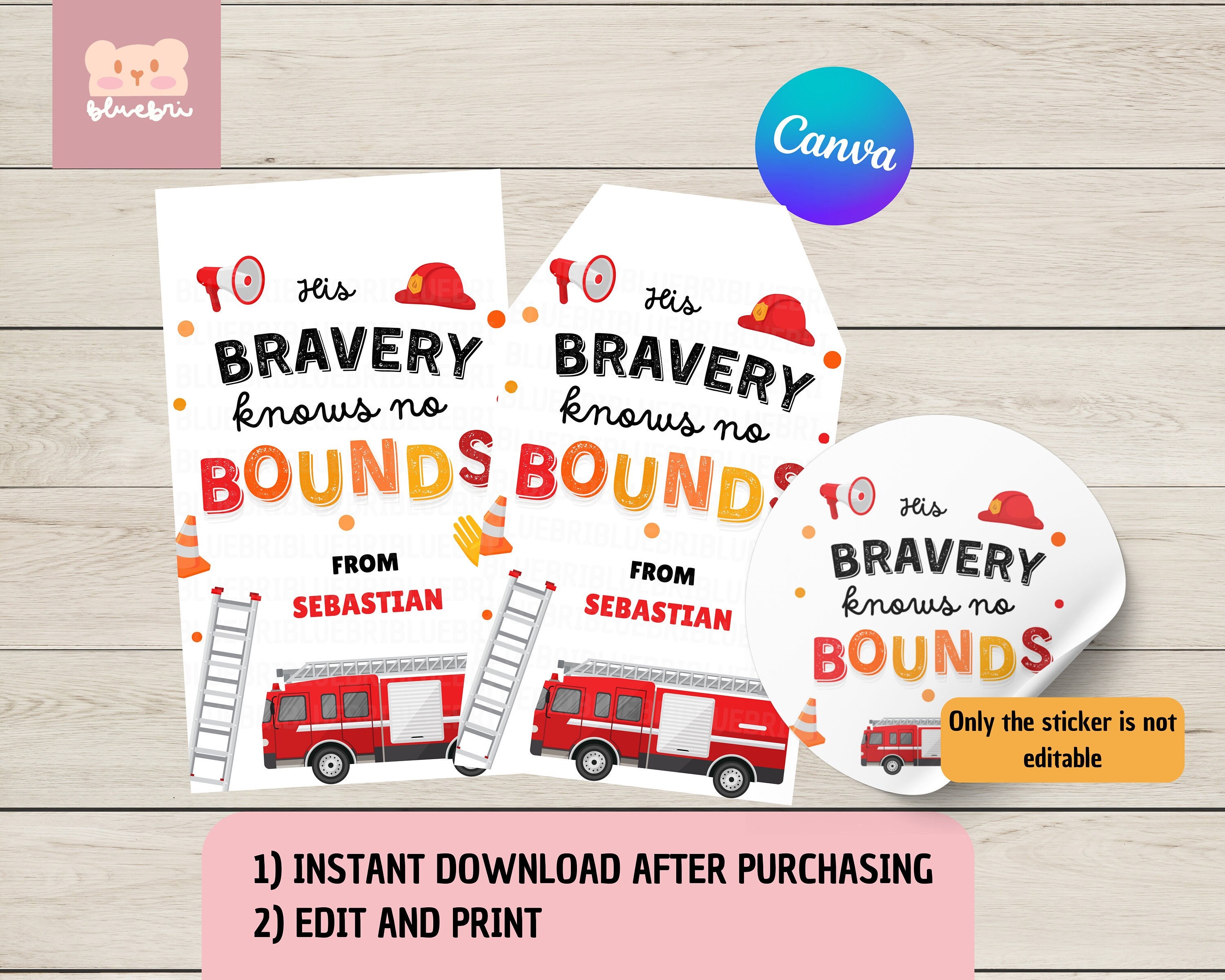 Fire Truck Favor Tags, Favor Tags, Fireman Birthday,thank You Cards ...