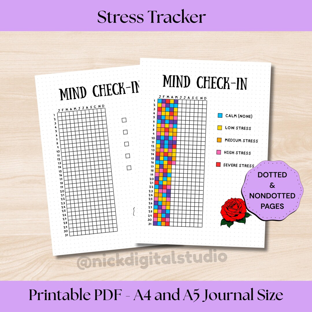 Stress Tracker - PRINTABLE Journal Page - Habit Tracker - Anxiety ...