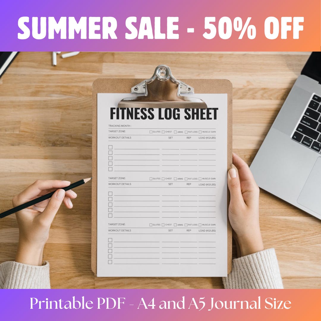 Printable Fitness Log Sheet: Workout & Gym Tracker (A5/US Letter PDF ...