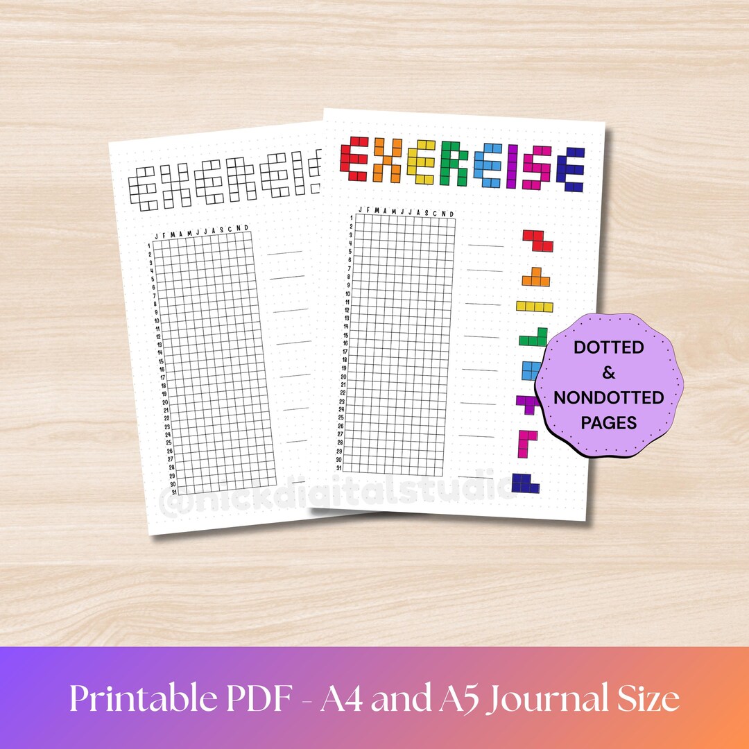 Exercise Coloring Tracker, Workout Tracker Printable Journal, Exercise ...