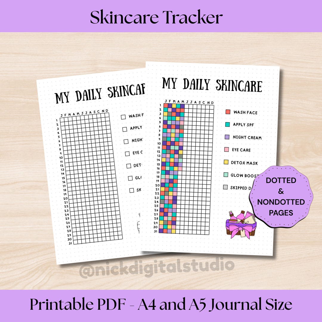My Daily Skin Care Tracker - PRINTABLE Journal Page -beauty Routine ...