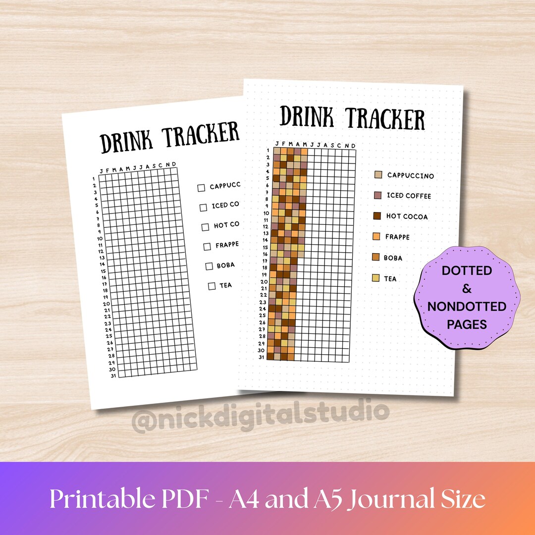 Minimalist Drink Tracker Printable: A4 & A5 Beverage Log (digital ...