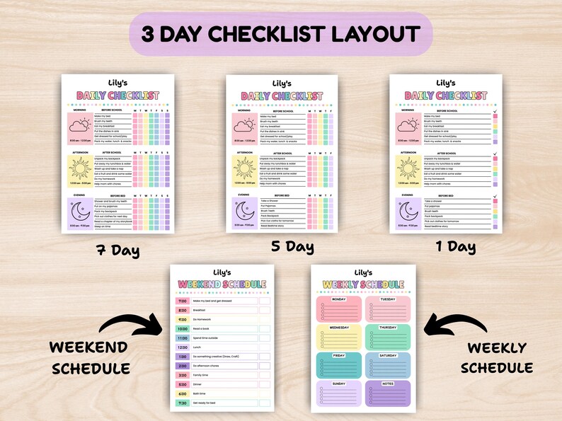 Editable Kids Chore Chart Bundle,kids Daily Checklist Canva,editable ...