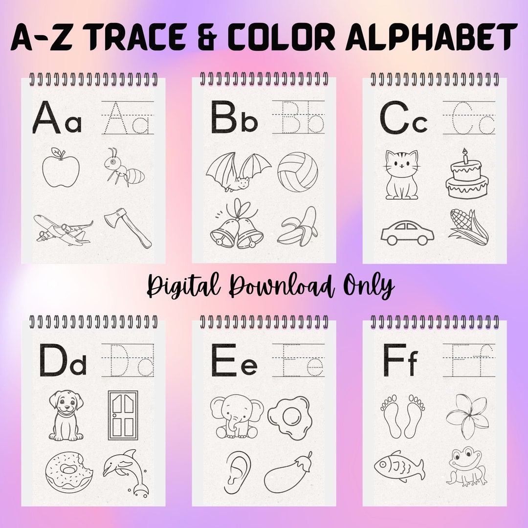 Printable A-Z Trace and Color Alphabets and Animals 26 Pages - Etsy
