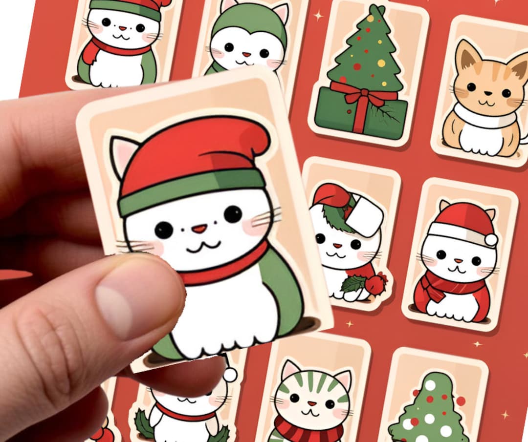 Christmas Cat Stickers, Instant Holiday Cheer: Christmas Sticker Pack ...