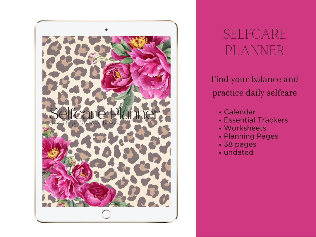 Digital Wild Berry Leopard Self-care Planner Hyperlinks Undated Monthly ...