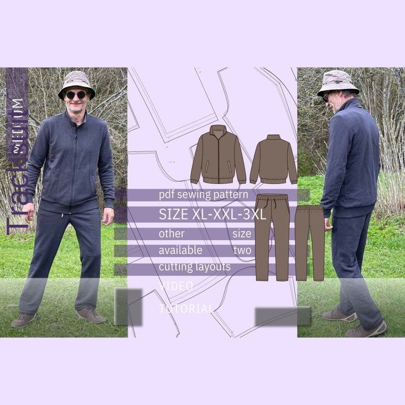 Stylish Bomber Jacket & Sweatpants Sewing Pattern - Unisex Tracksuit ...