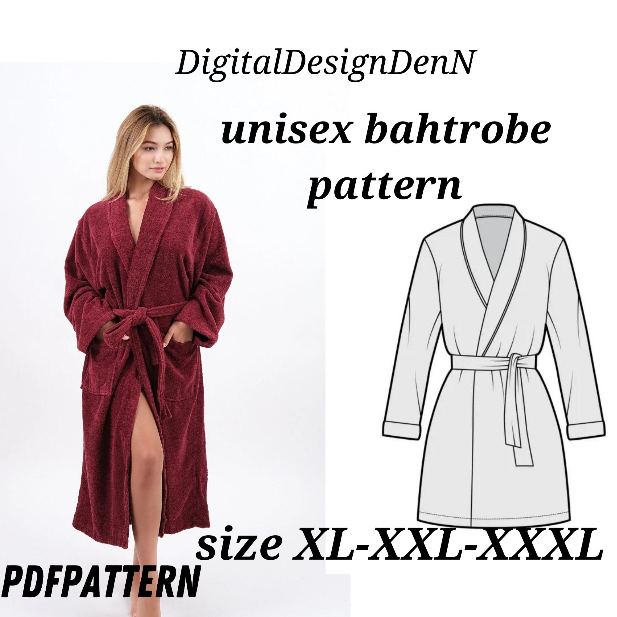 Unisex Bathrobe Sewing Kit: DIY Pattern W/ Step-by-step Instructions ...