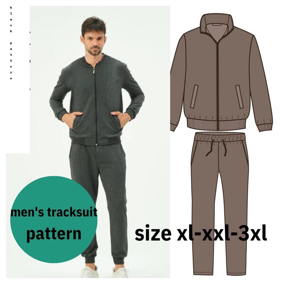 Unisex Tracksuit Sewing Pattern PDF | Plus Size Bomber Jacket & Joggers ...