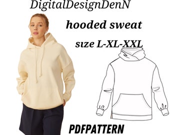 Oversize Hoodie PDF Sewing Pattern Sizes /L / XL / XXL - Etsy
