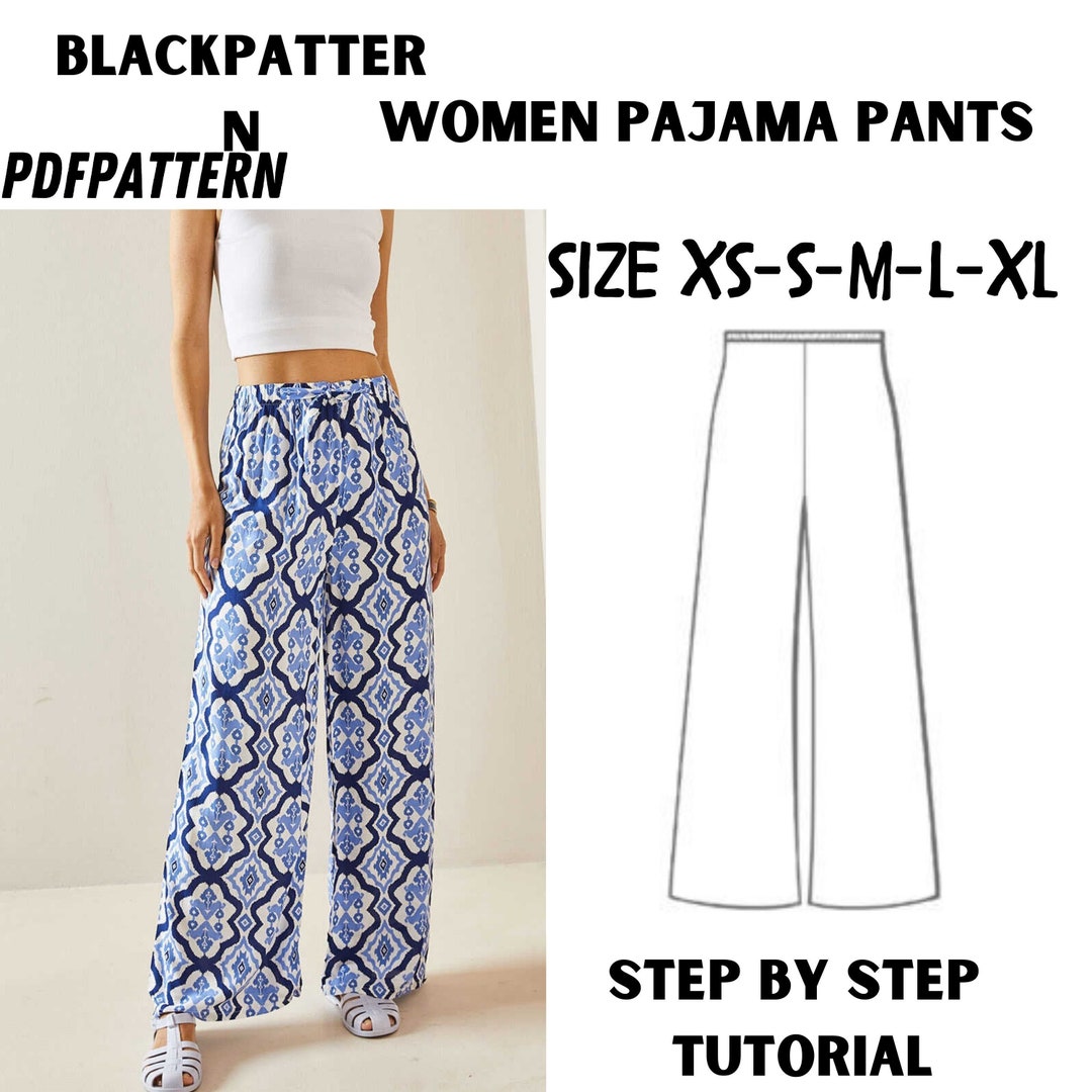 Palazzo Pants Pattern-sizes Xs-s-m-l-xl-step by Step Tutorial-summer ...