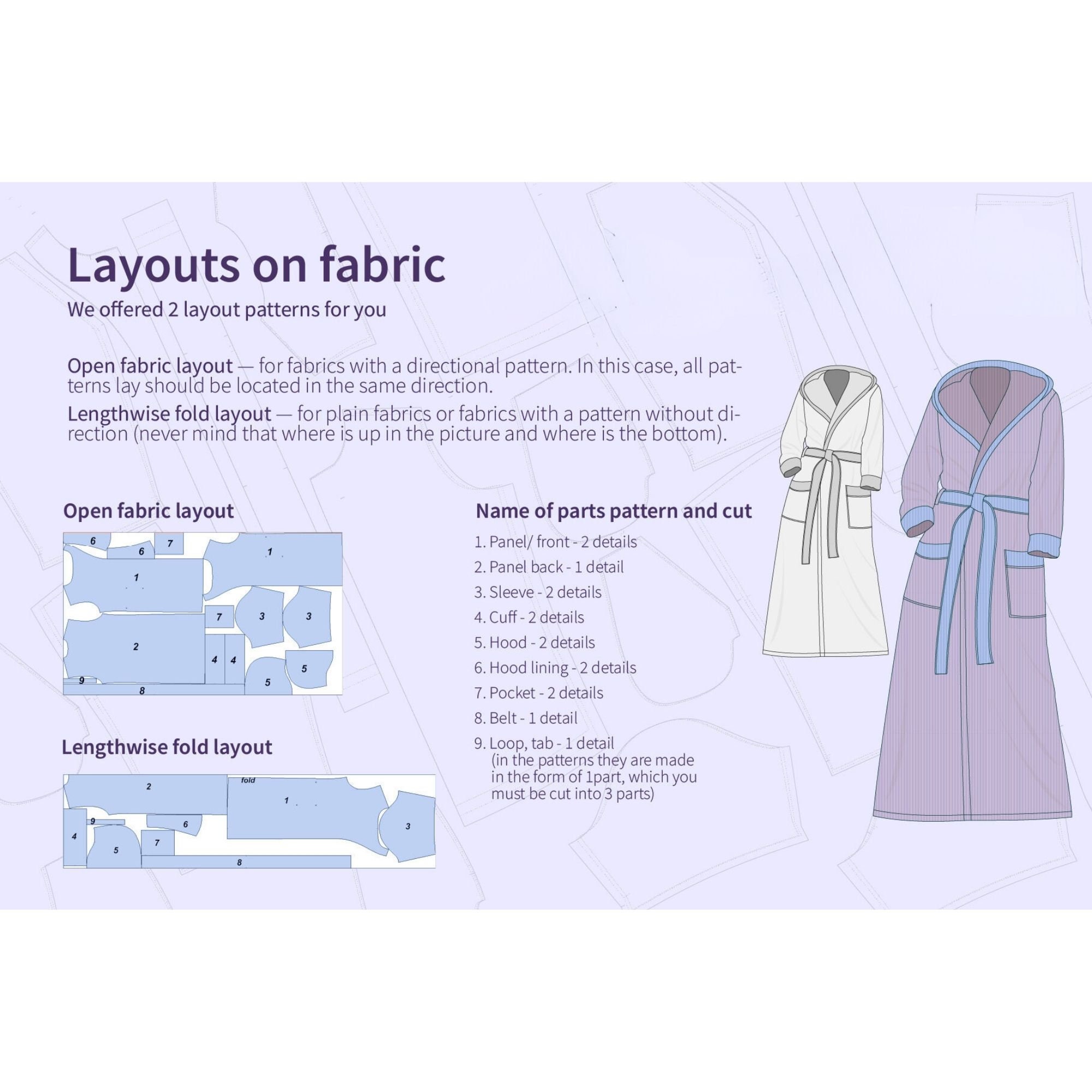Hooded Bathrobe Pattern-size Xl-xxl-3xl-bathrobe Sewing Pattern-hooded ...