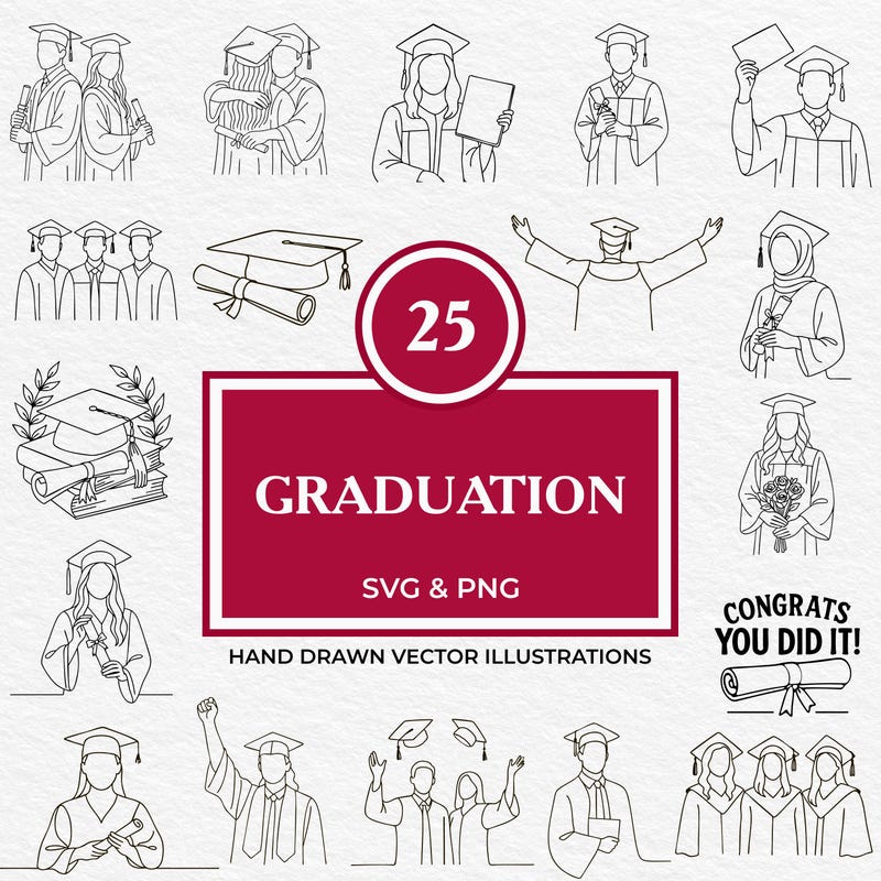 Graduation Line Art - Etsy