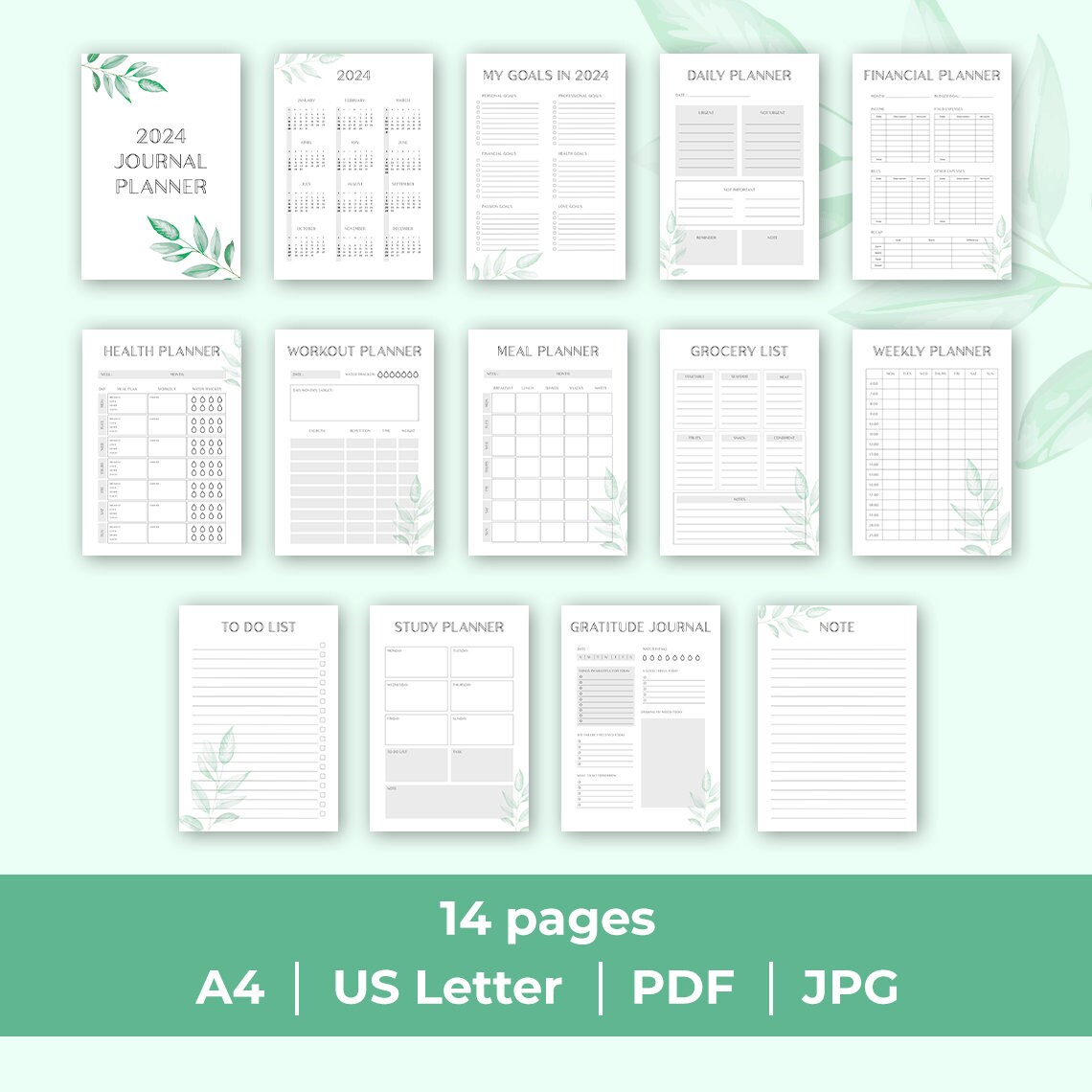 2024 Printable Journal Planner: Stay Organized in Style. Nature Theme ...