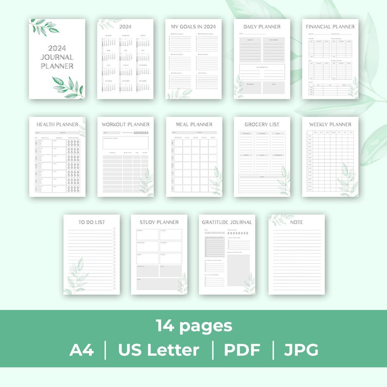 2024 Printable Journal Planner: Stay Organized in Style. Nature Theme ...